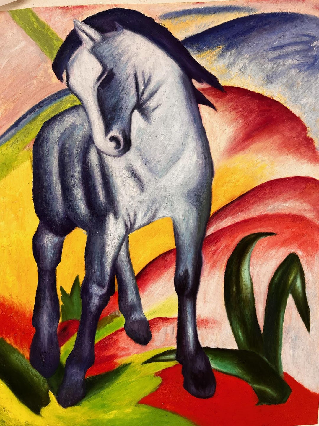Franz Marc - Blaues Pferd I – Hand-painted Expressionist Oil on Canvas ...