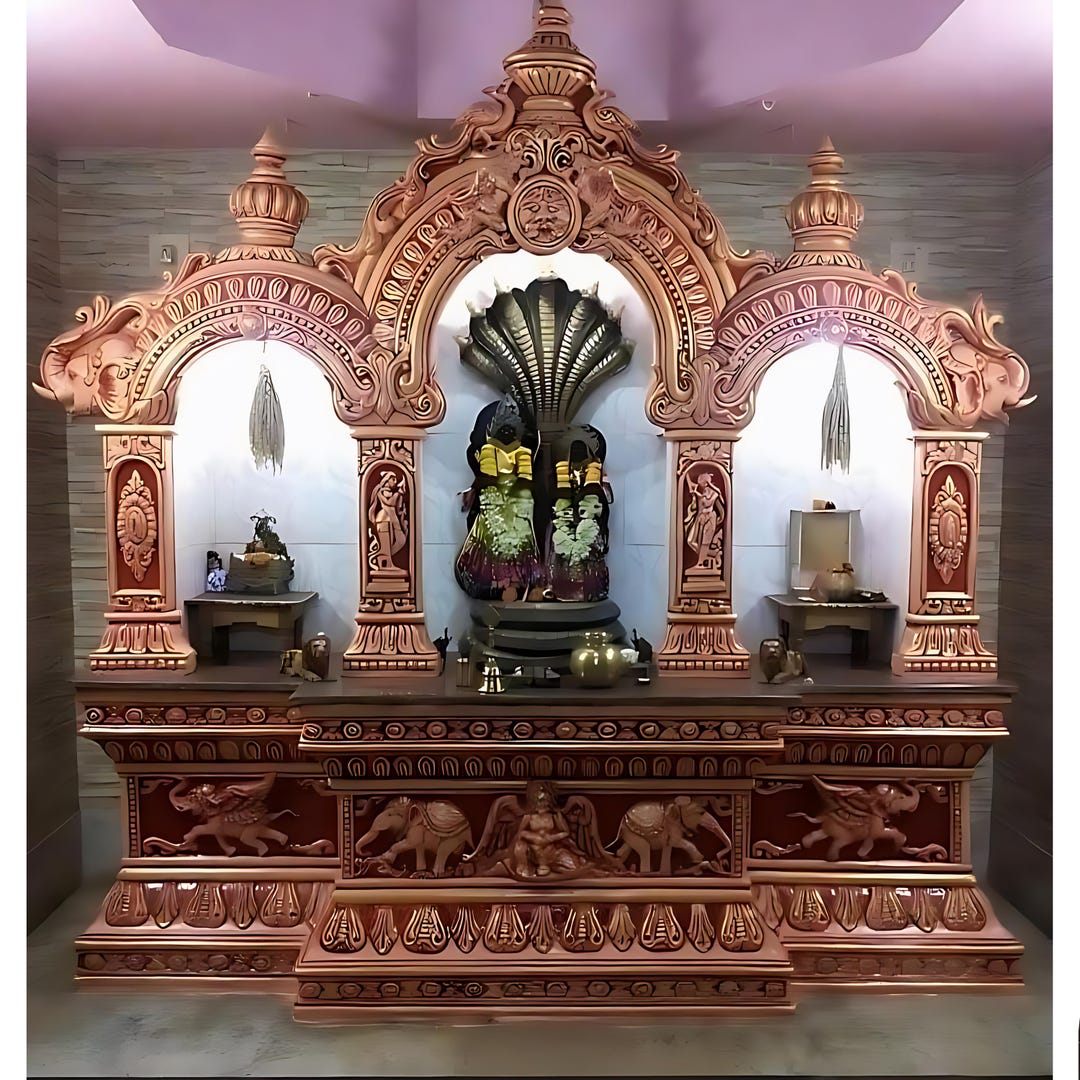 Hand-carved Sheesham Wood Pooja Mandir With Marble Base: Hindu Altar - Etsy