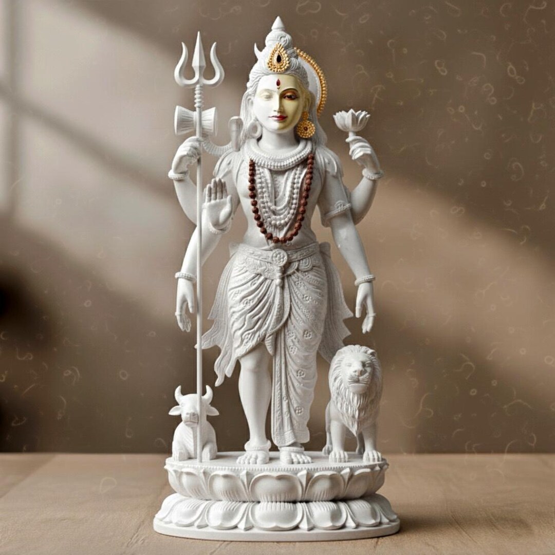 Hand-carved White Marble Ardhnarishwar Statue | 6 Ft Shiva Parvati ...