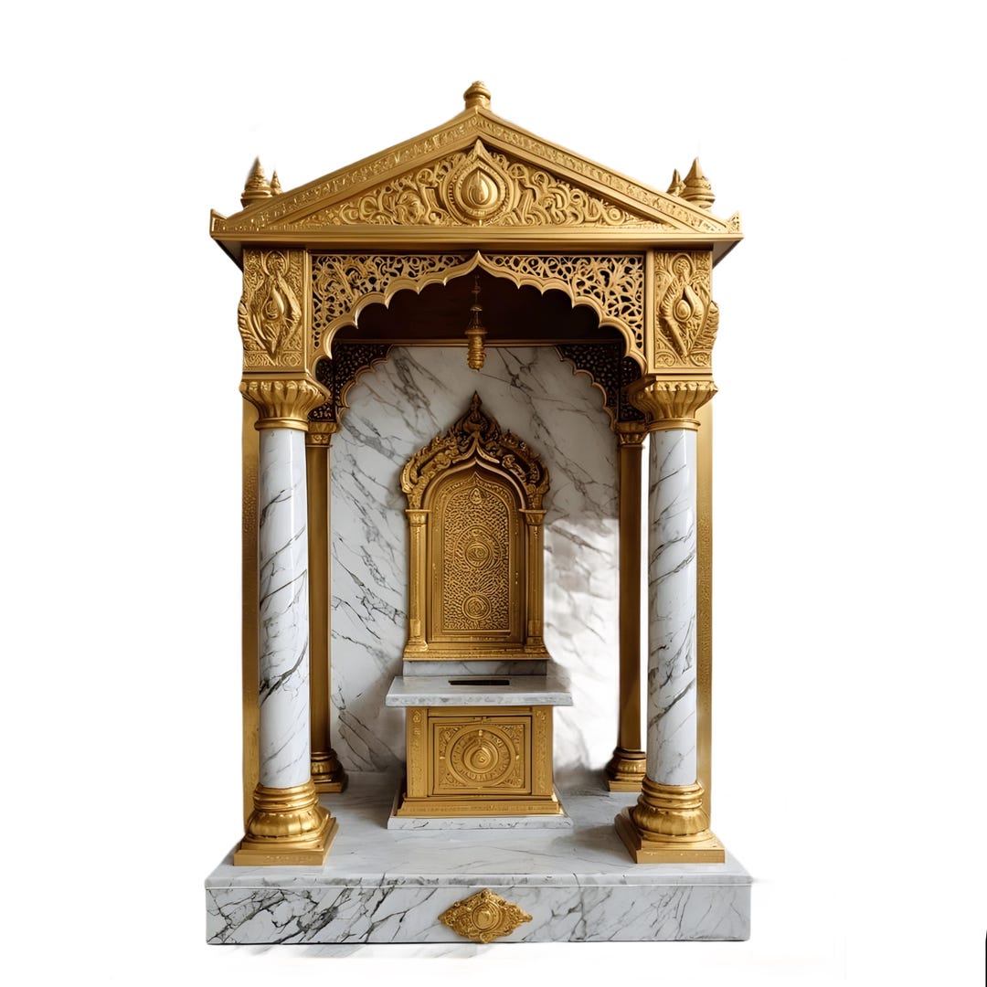 Brass Work Wooden Hindu Temple for Home | Teakwood Pooja Mandir With ...