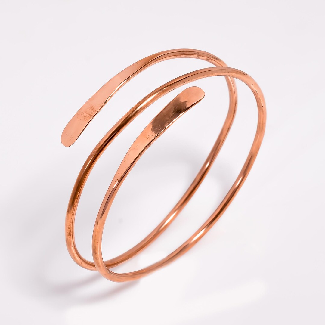 Handmade Hammered Copper Cuff Bracelet – Adjustable Open Bangle, Rustic ...