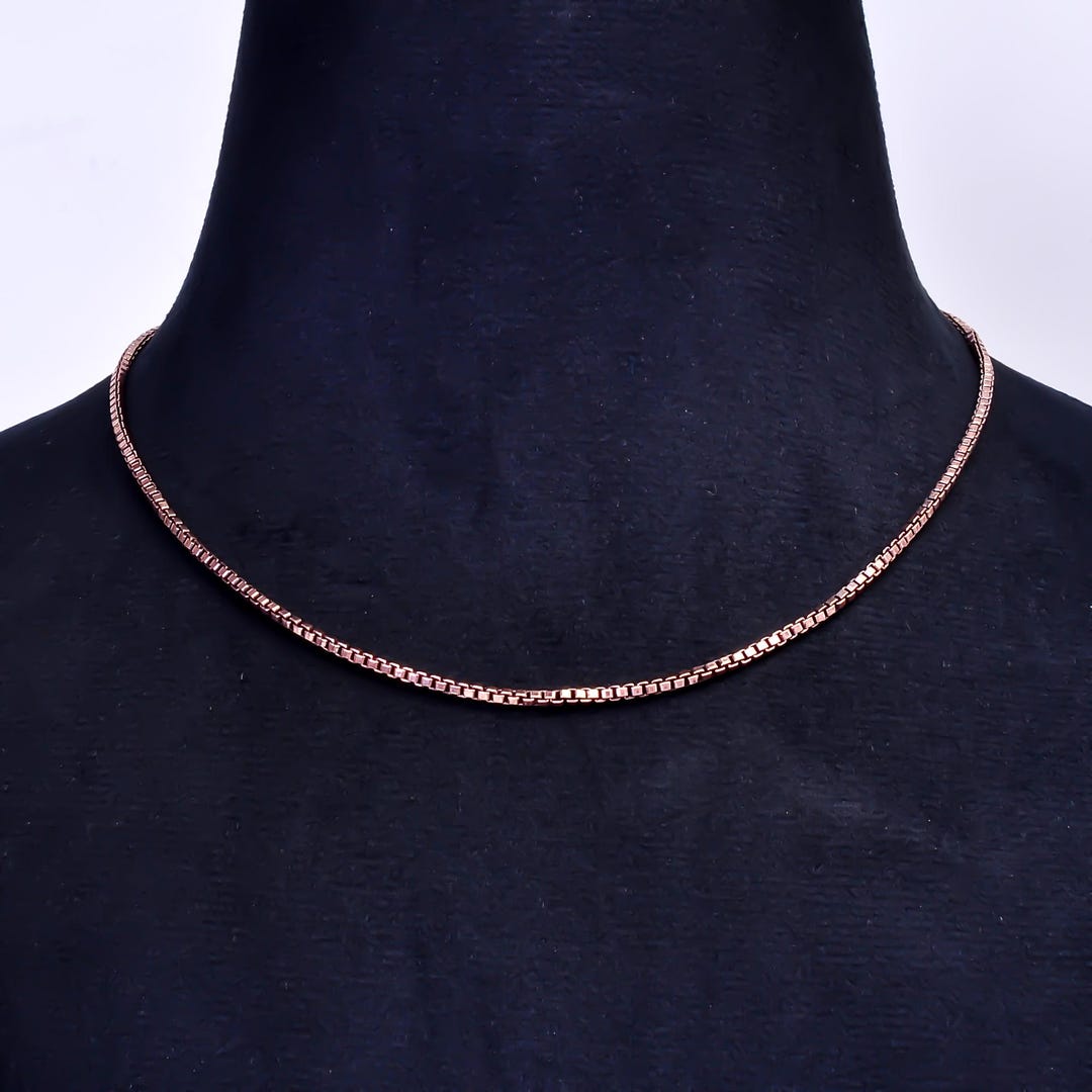 Rose Gold Box Chain Necklace, 18K Gold Plated Chain for Pendant ...