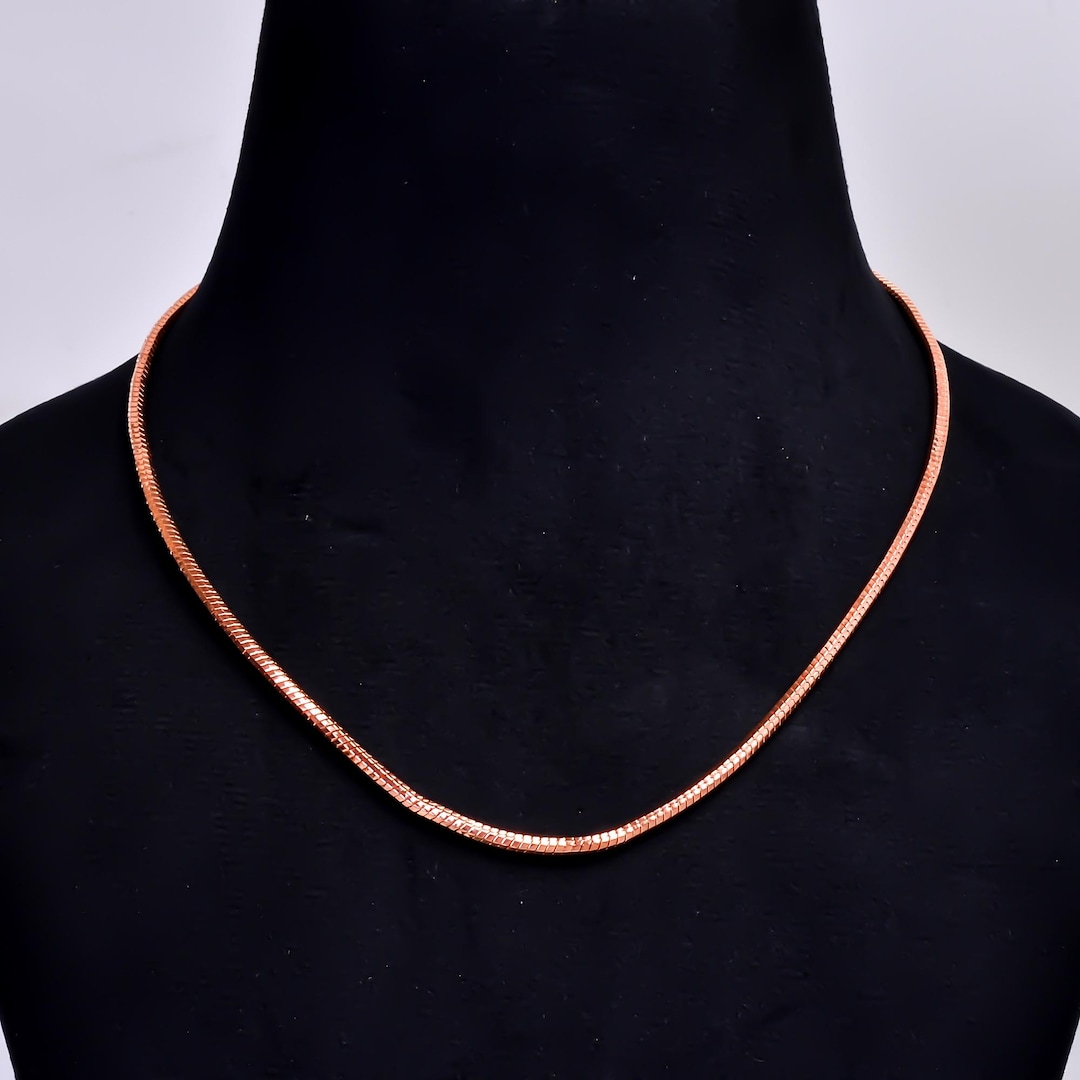 Rose Gold Snake Chain Necklace for Women | Rose Gold Plated Flat Chain ...