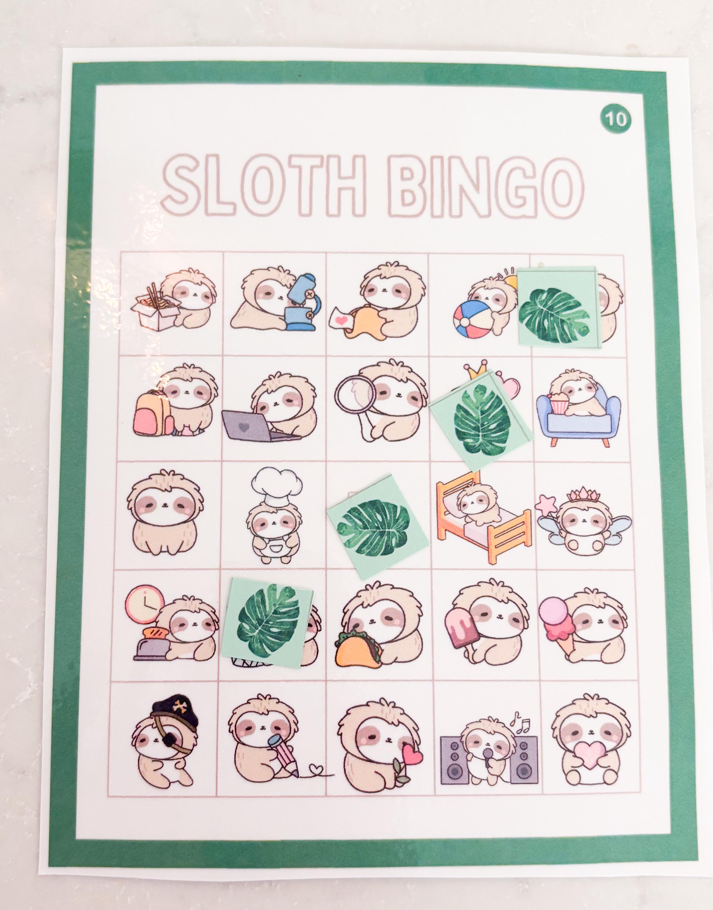 Sloth Bingo Printable Game | Kids Birthday Party Game | Classroom ...