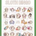 Sloth Bingo Printable Game | Kids Birthday Party Game | Classroom ...