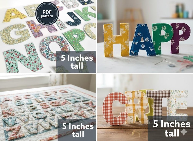 5 Inch Fabric Alphabet Letters and Numbers Pattern Template,fabric ...
