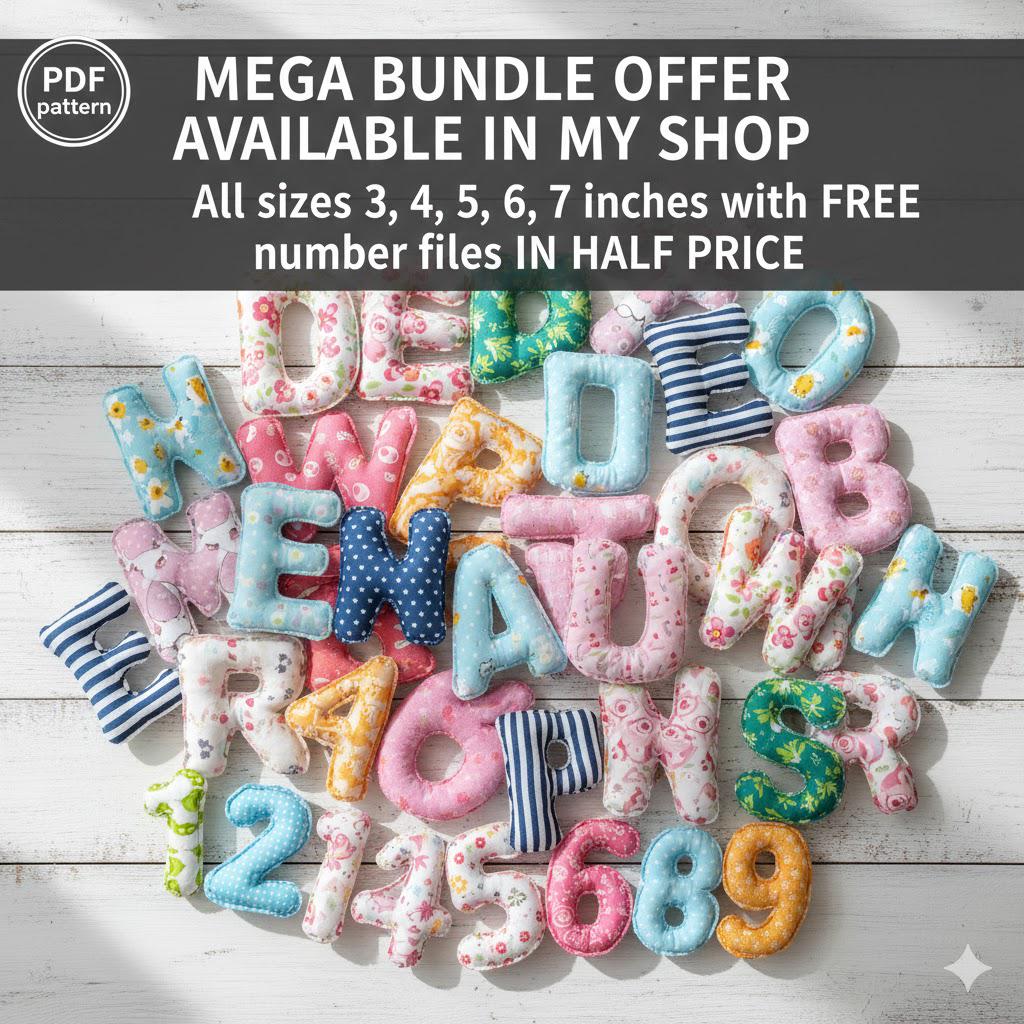 5 Inch Fabric Alphabet Letters and Numbers Pattern Template,fabric ...