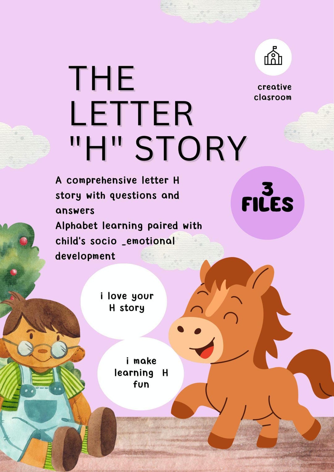 Letter H Story Worksheets: Alphabet, Emotional Learning (PDF) - Etsy
