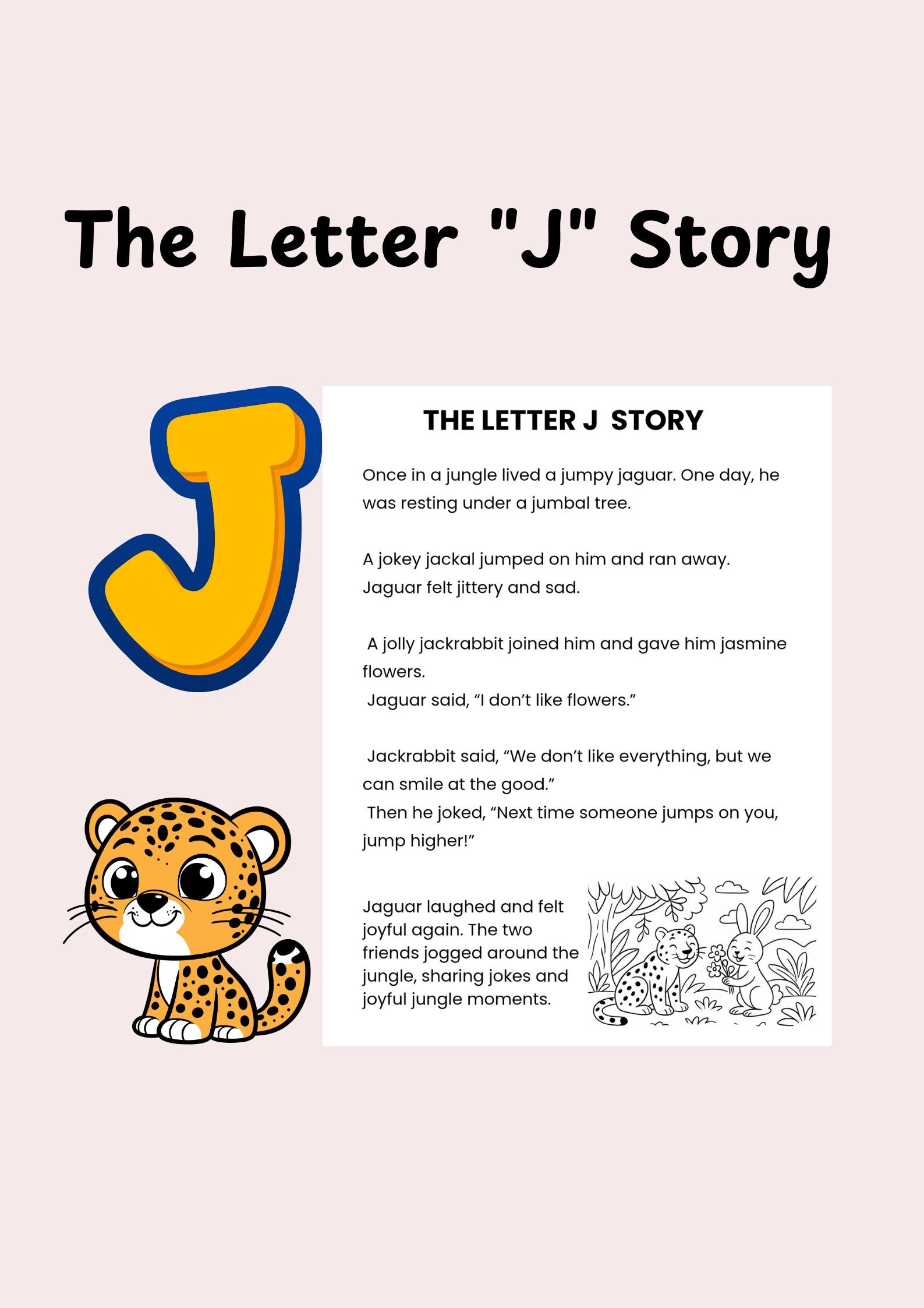 Letter "j" Story Worksheets: Alphabet & Emotional Learning (PDF) - Etsy