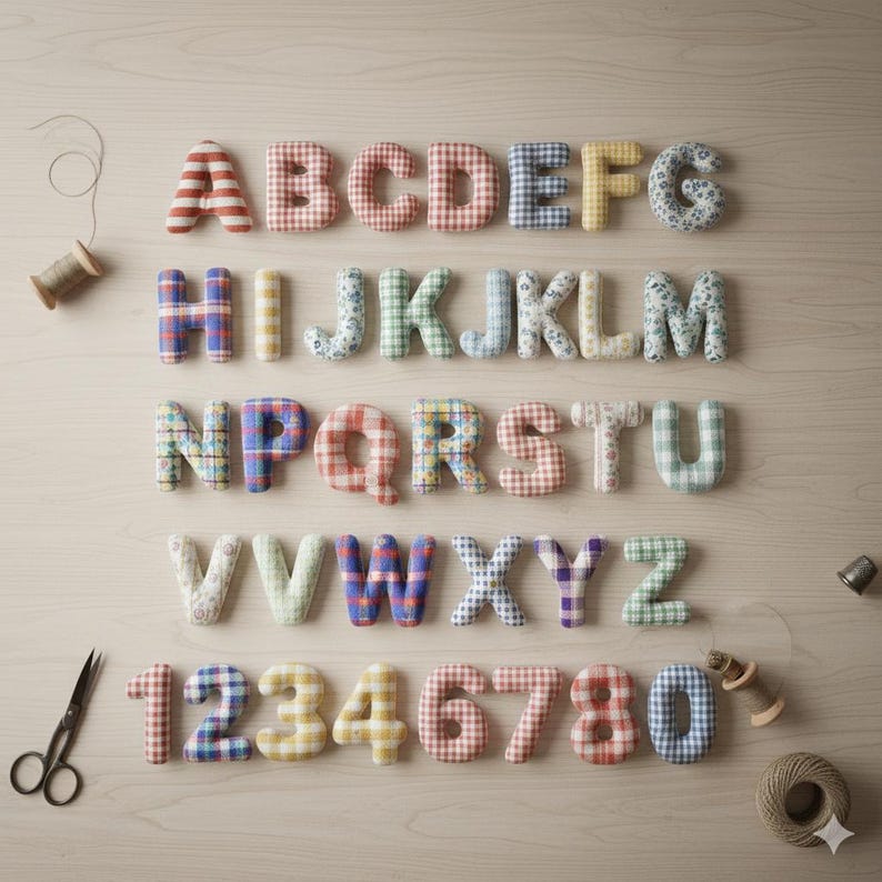 5 Inch Fabric Alphabet Letters and Numbers Pattern Template,fabric ...