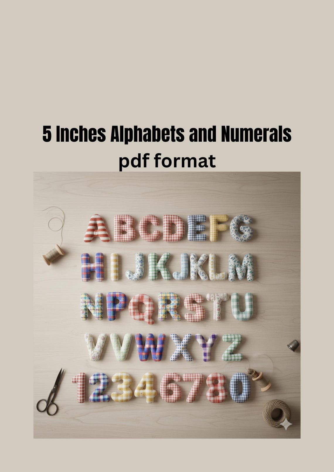 5 Inch Fabric Alphabet Letters and Numbers Pattern Template,fabric ...