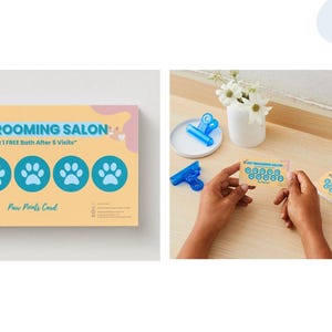 Pet Grooming Loyalty Card Canva Template – Editable Punch Card for Dog ...