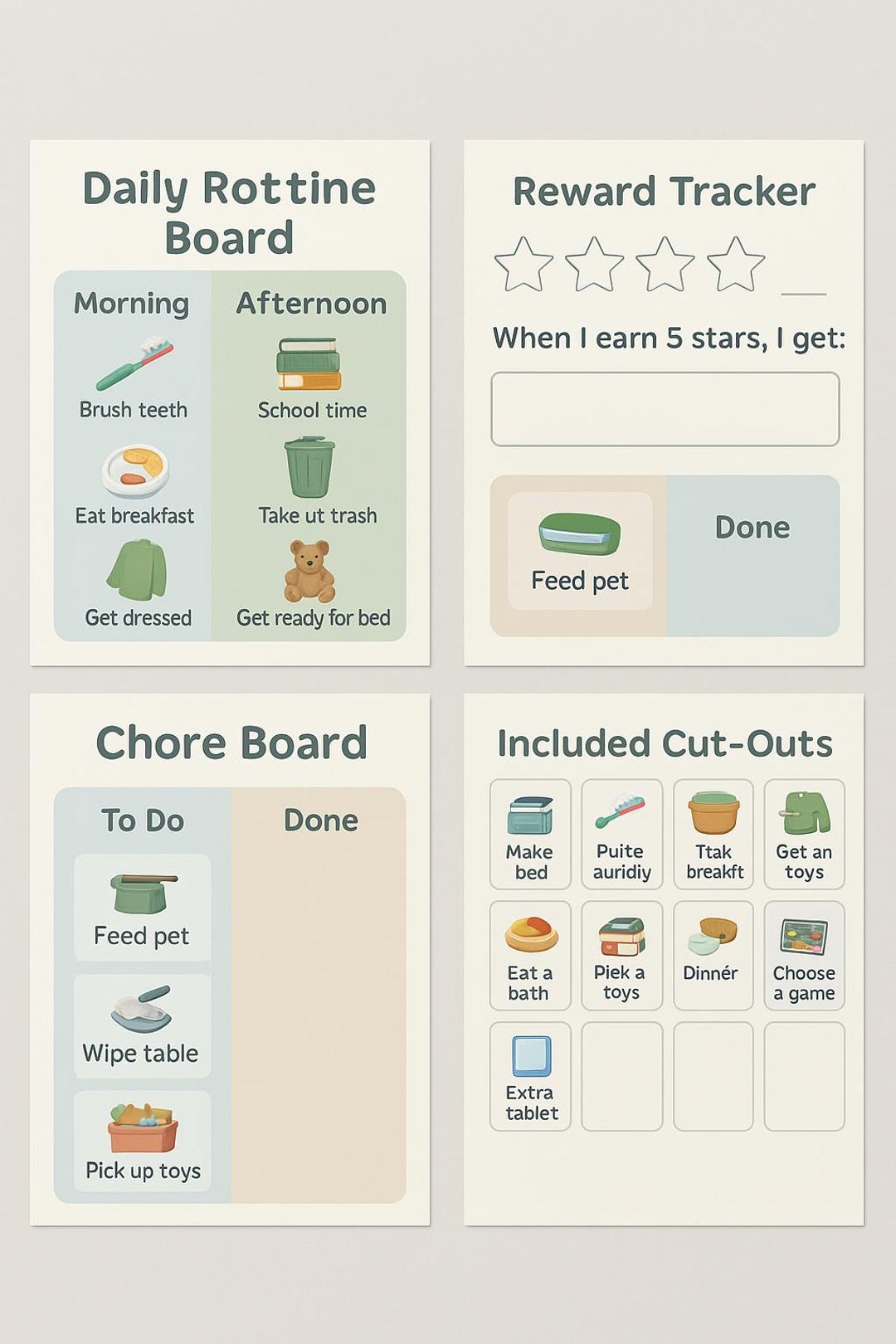 Autism Friendly Chore Chart Printable - Etsy