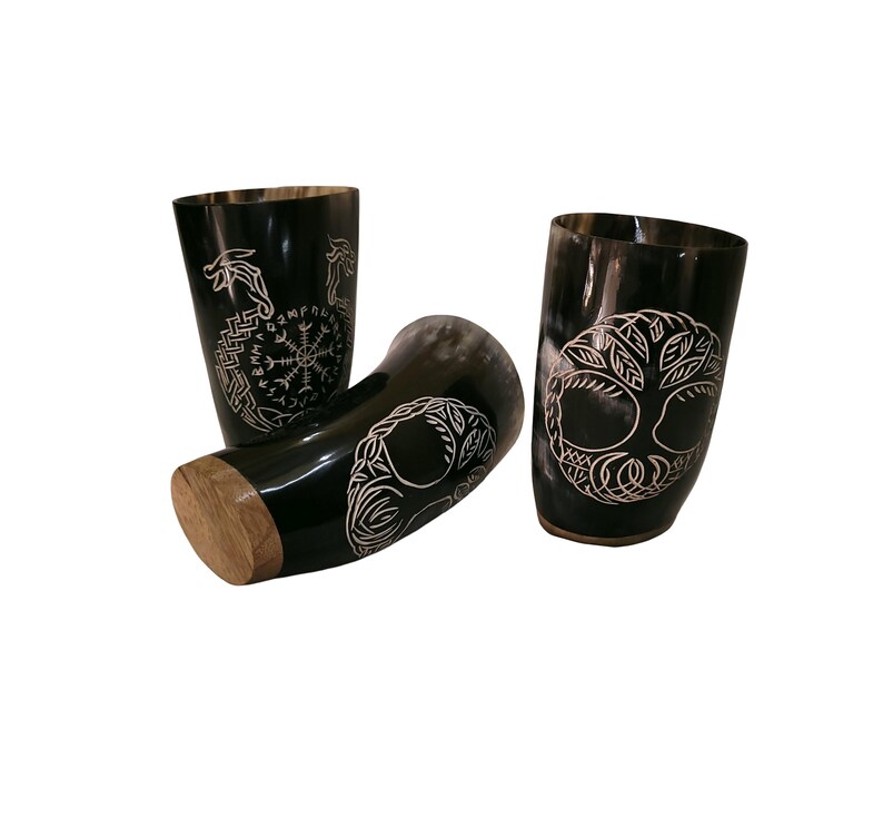Hermes Export Handcrafted Viking Style Engraved Natural Ox Horn ...