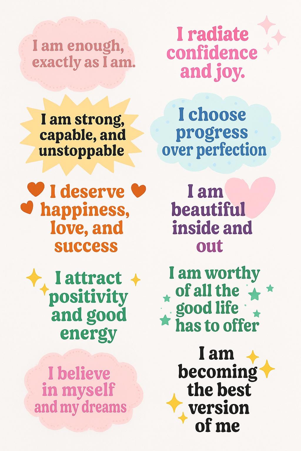 Mirror Affirmations Printable, Positive Quotes, Self-love Wall Art ...