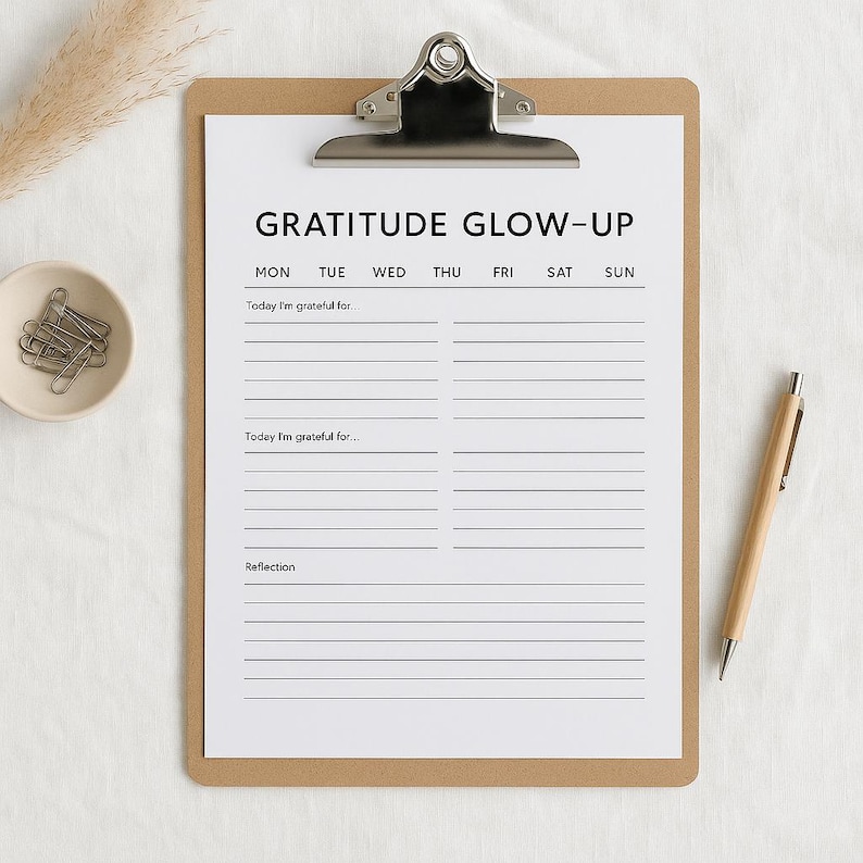 Gratitude Glow-up | Printable Daily Gratitude Journal Page ...