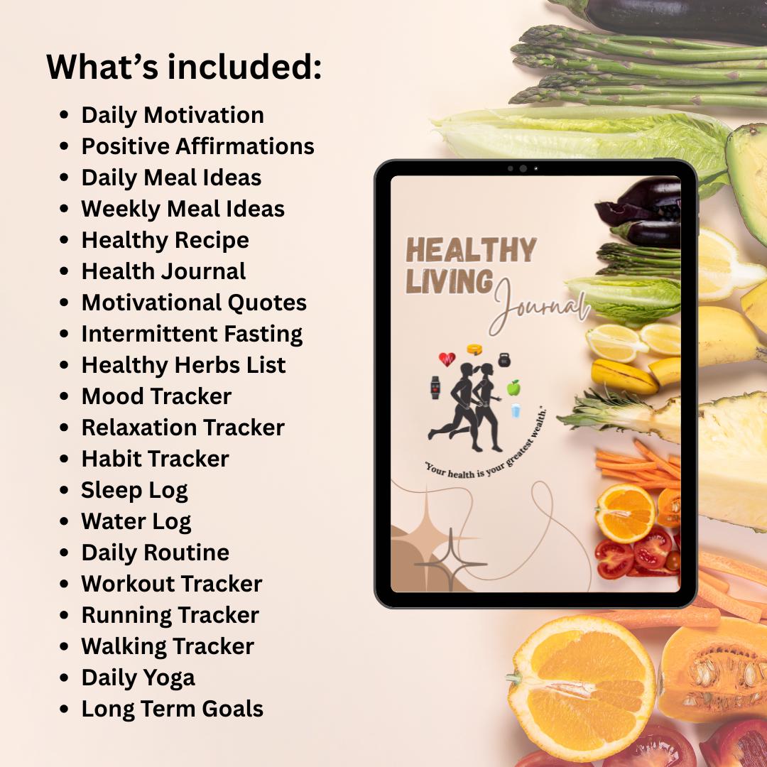 Printable Healthy Living Journal: Wellness Planner & Habit Tracker ...