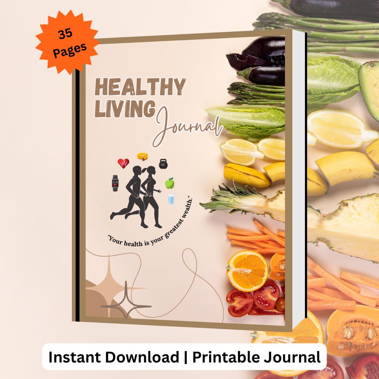 Printable Healthy Living Journal: Wellness Planner & Habit Tracker ...