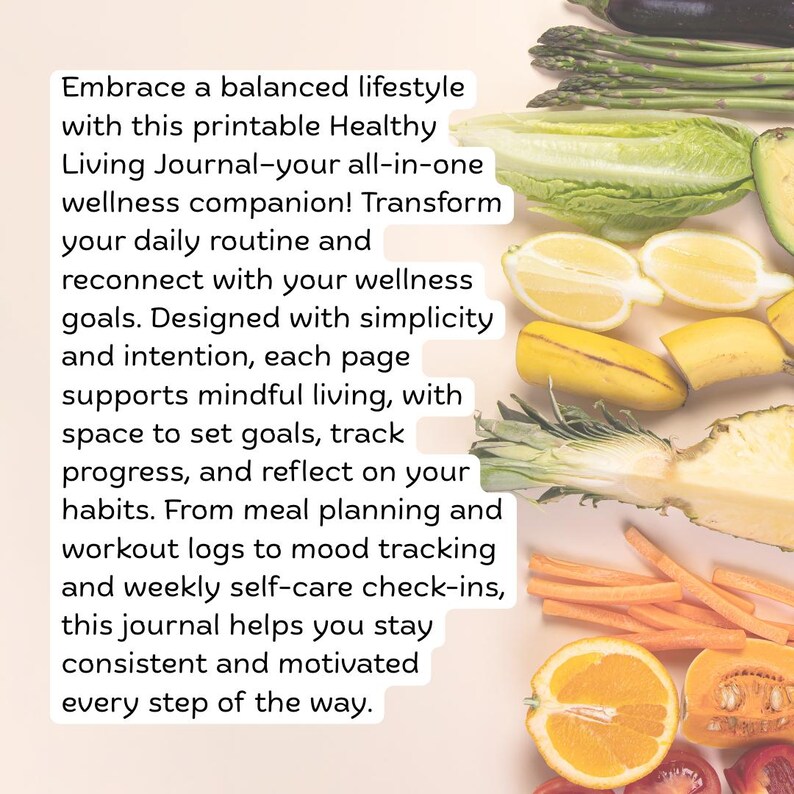 Printable Healthy Living Journal: Wellness Planner & Habit Tracker ...