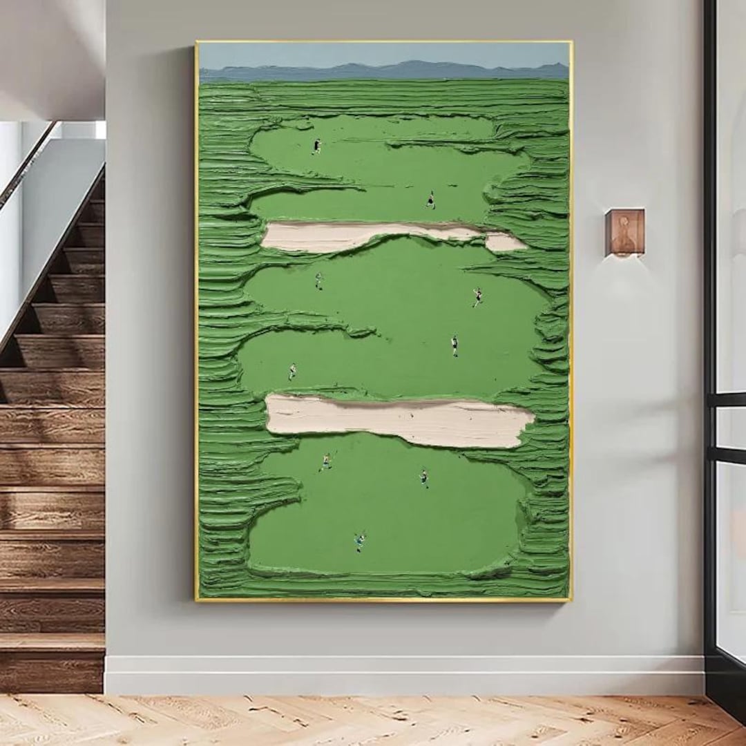 Golf Course Oil Painting Textured Oil Painting With Layered Greens&sand ...