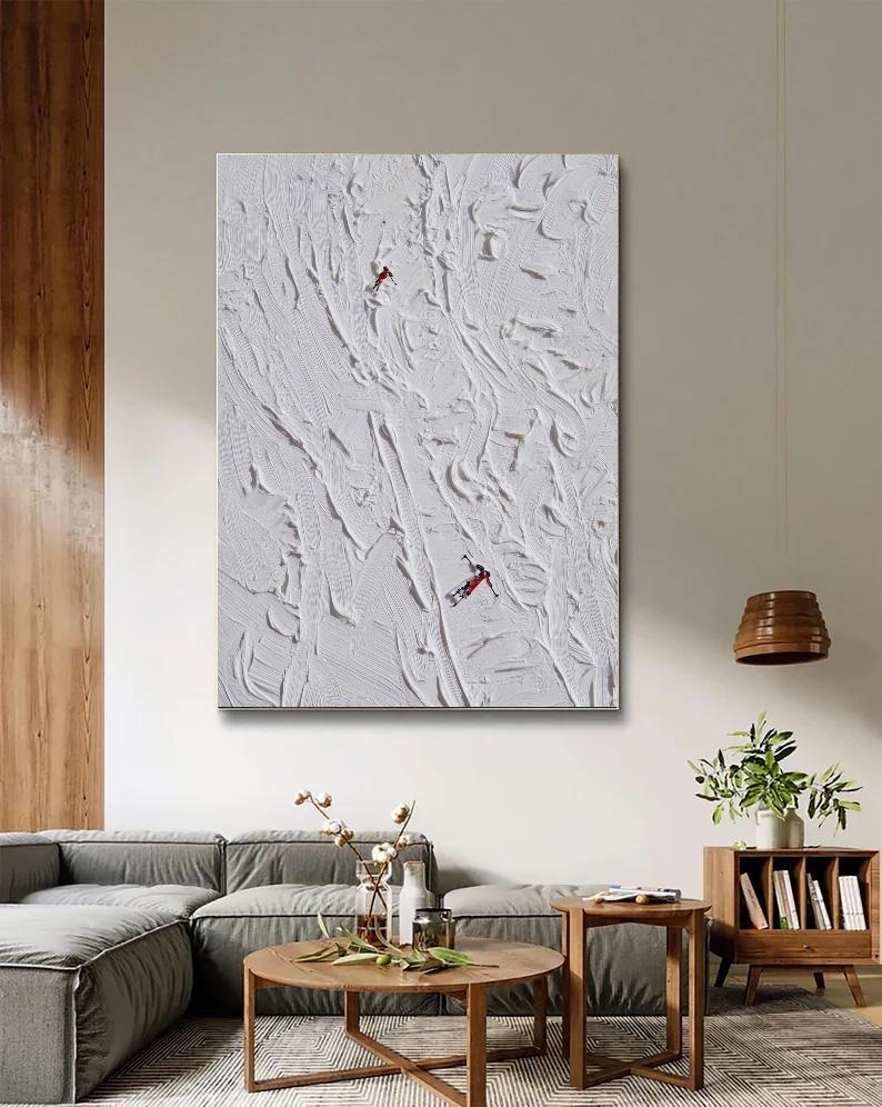 Textured Ski Slope Art 3D Plaster Style Textured Wall Art Original ...
