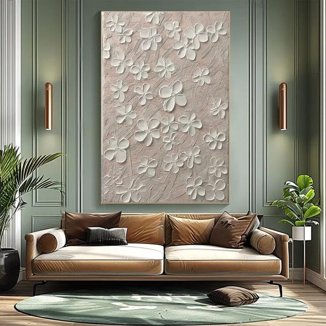 Textured Abstract Flower Wall Art Neutural Wall Art Blooming Floral ...