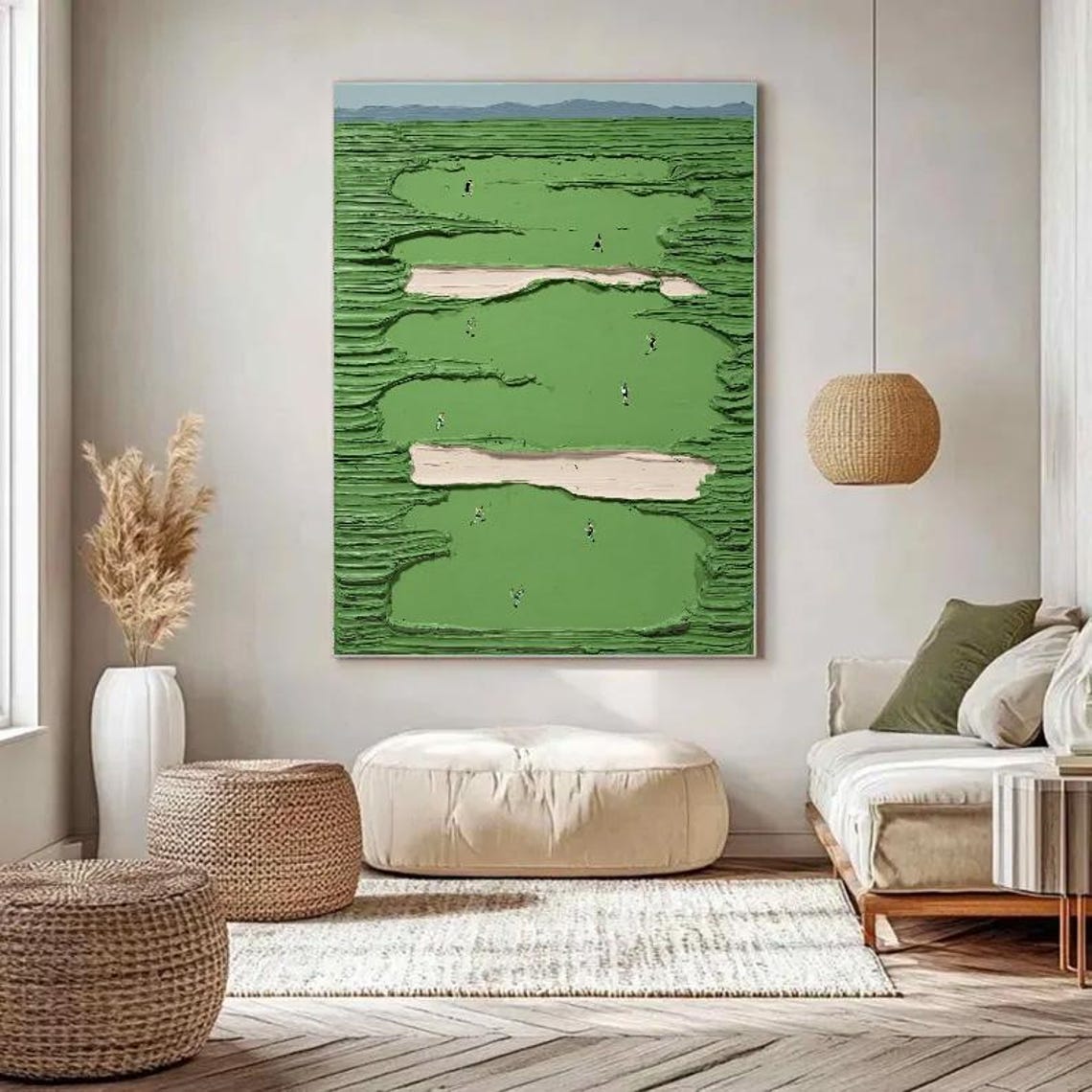 Golf Course Oil Painting Textured Oil Painting With Layered Greens&sand ...