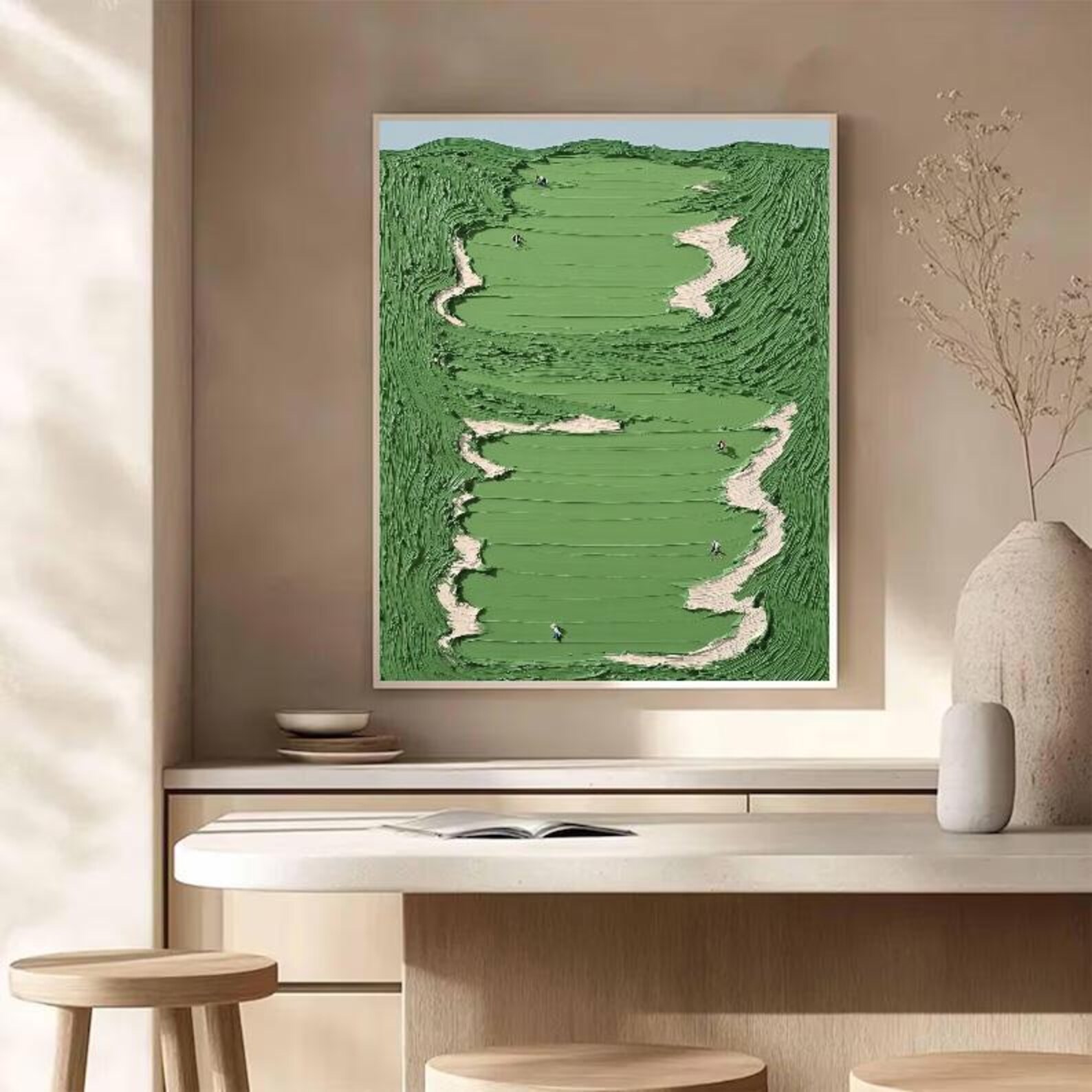 Large Green Landscape Wall Decor Golf Course Oil Painting Textured Oil ...