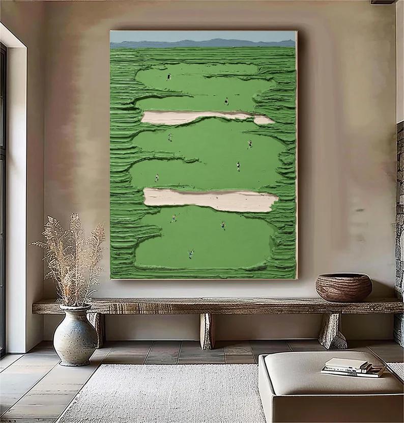 Golf Course Oil Painting Textured Oil Painting With Layered Greens&sand ...