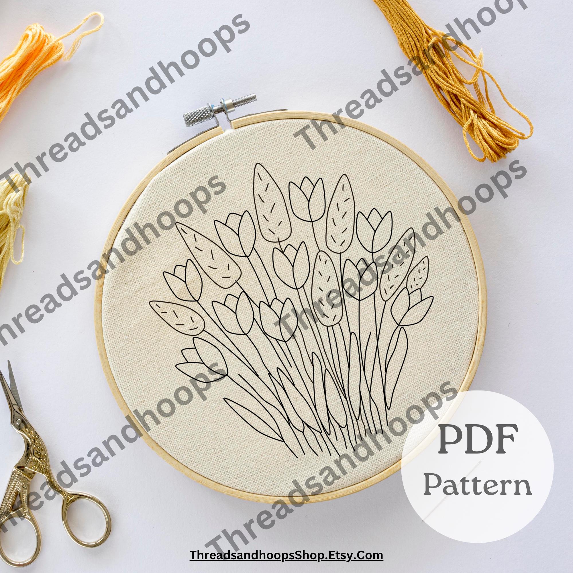 Tulip and Lavender Hand Embroidery Pattern, Floral Hoop Art (PDF ...