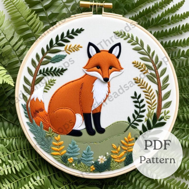 Woodland Fox Hand Embroidery Pattern: DIY Nature Scene (PDF Pattern - Etsy