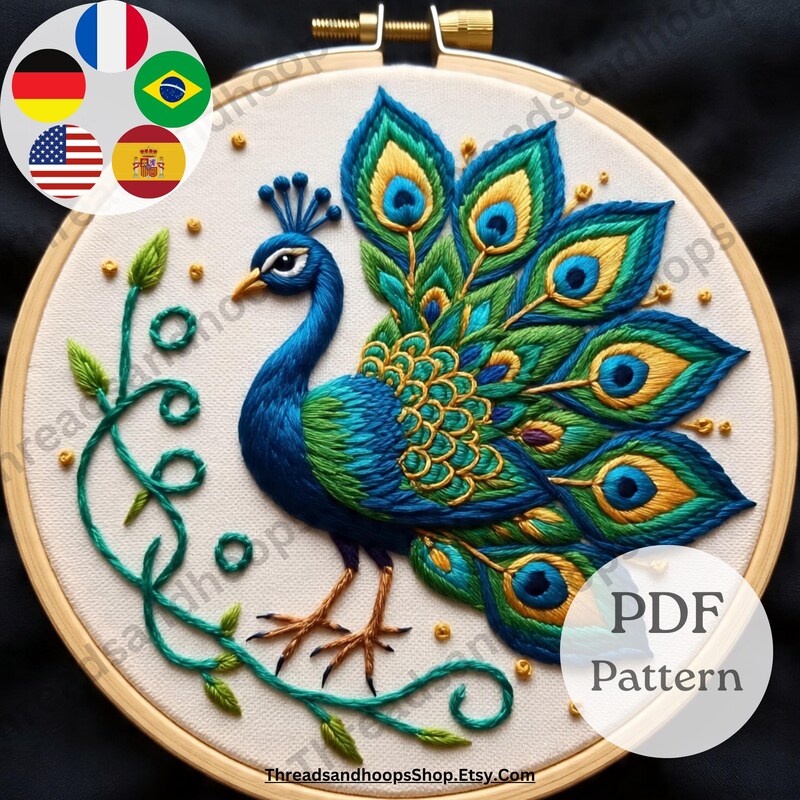 Peacock Embroidery - Etsy