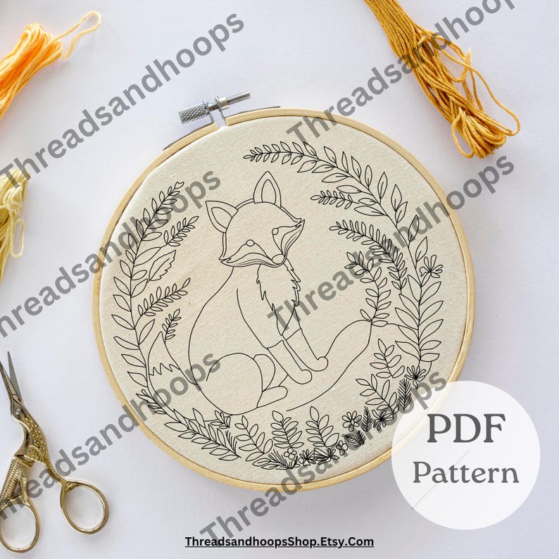 Woodland Fox Hand Embroidery Pattern: DIY Nature Scene (PDF Pattern - Etsy