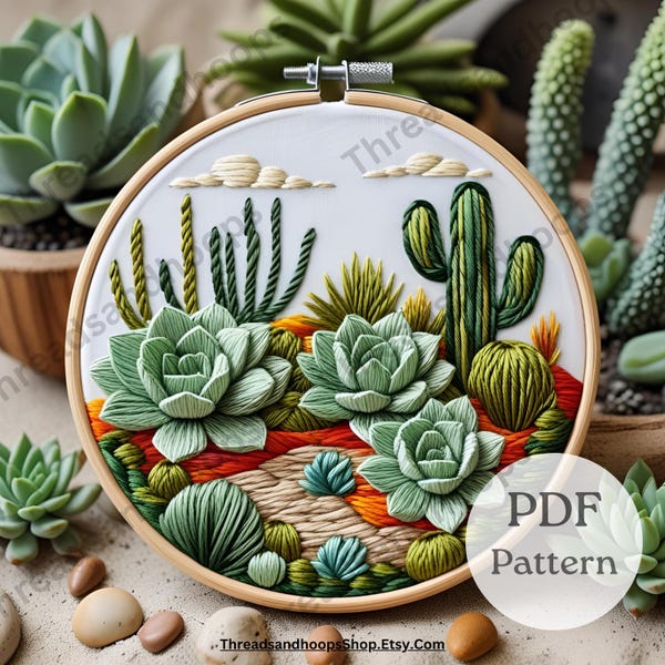 Succulent Embroidery Pattern - Etsy