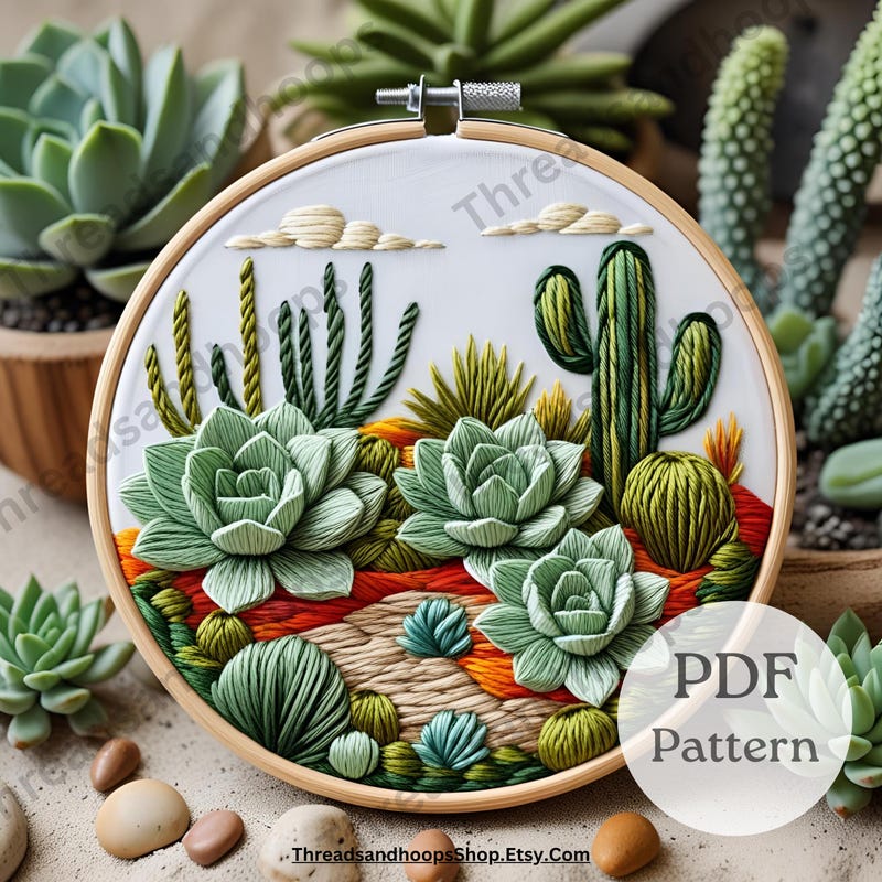 Succulent Embroidery Pattern - Etsy