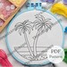 Palm Trees Sunset Hand Embroidery Pattern: Tropical Beach Decor (PDF ...