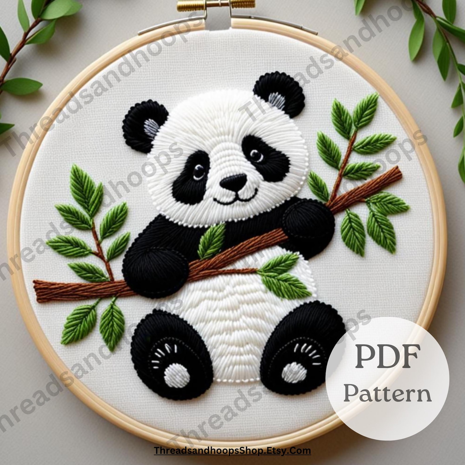 Panda Hand Embroidery Pattern, Beginner Winter Design (PDF) - Etsy