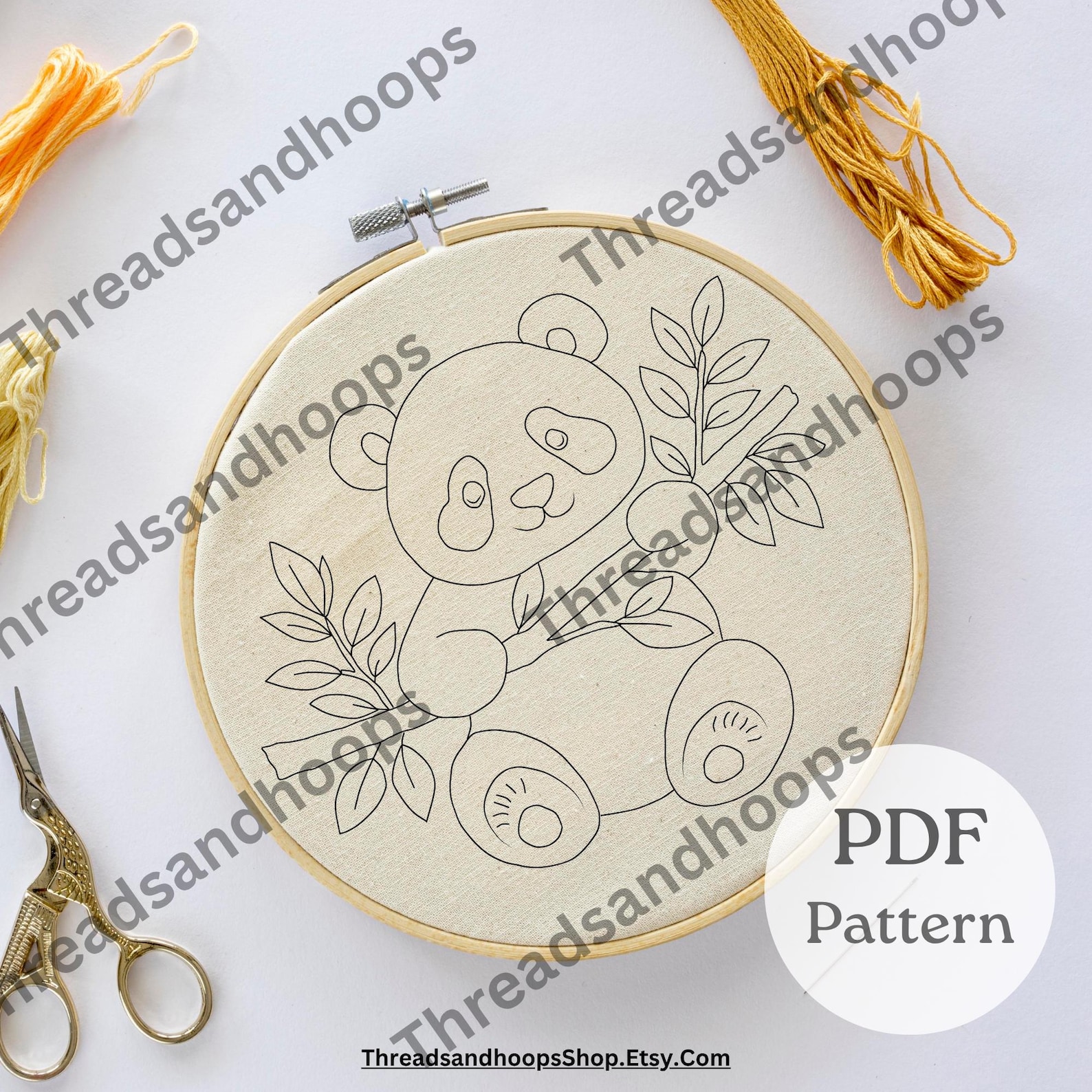 Panda Hand Embroidery Pattern, Beginner Winter Design (PDF) - Etsy