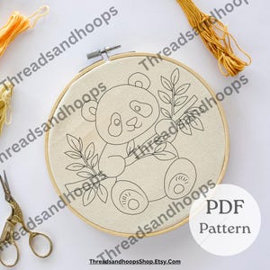 Panda Hand Embroidery Pattern, Beginner Winter Design (PDF) - Etsy