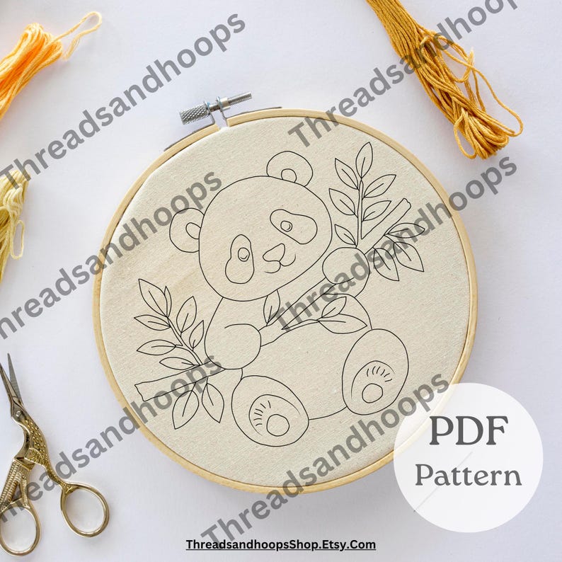 Panda Hand Embroidery Pattern, Beginner Winter Design (PDF) - Etsy