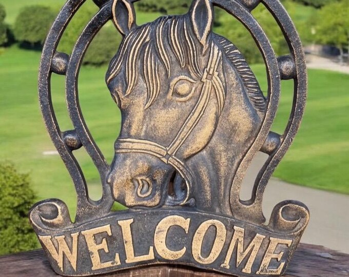 Cast Iron Horse Welcome Sign: Ranch Barn Decor - Etsy