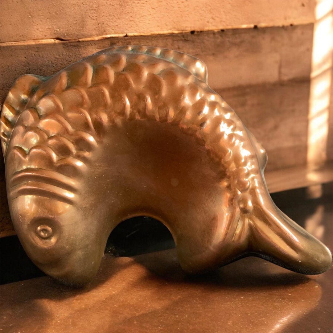 Vintage Copper Fish Mold, Salmon Jello Cake Pan, Retro Kitchen Decor ...