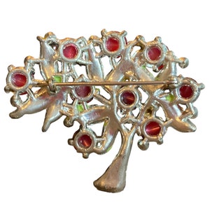 Coro Tree Brooch Pin, Pink Moonstone Enamel Pin, Rhinestone Tree Pin ...
