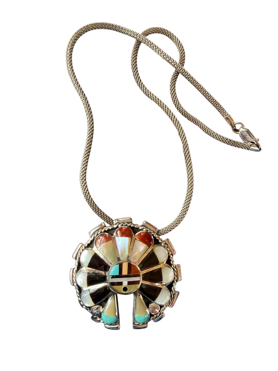 Zuni Kachina Silver Necklace, Dexter & Eva Cellicion, Turquoise Silver ...