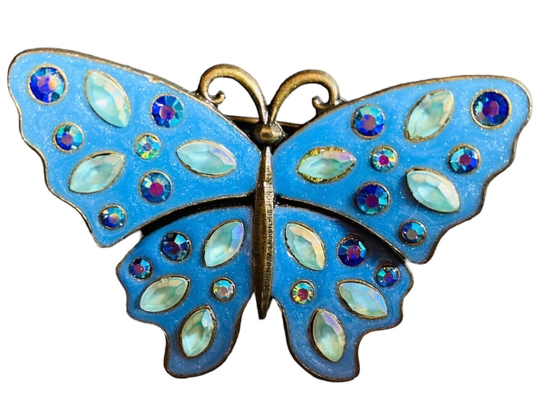 Avon for Nina Ricci Blue Enamel & Glass Rhinestone Brass - Etsy