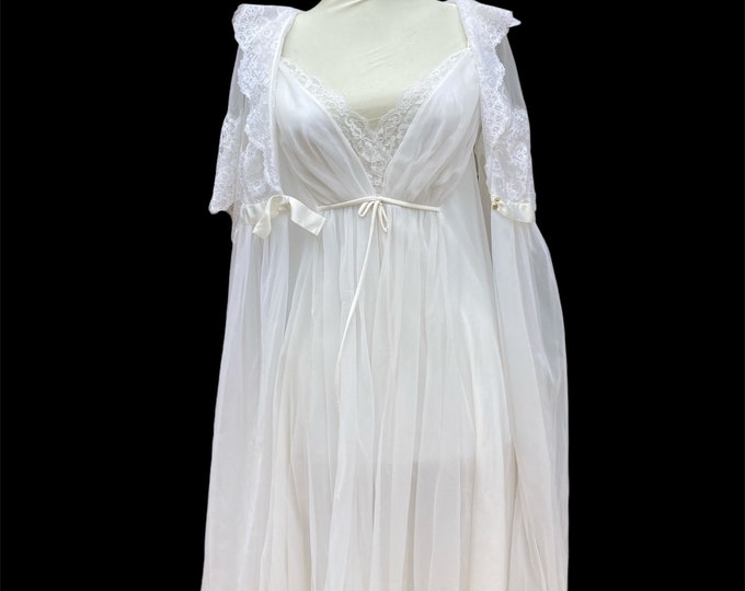 Shadowline Chiffon Peignoir Set, Chiffon Chemise Night Set, Bride Gift ...