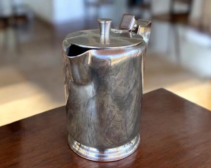 Silverplate Creamer With Hinged Lid Ca1940s Miniature Coffee Pot Design ...