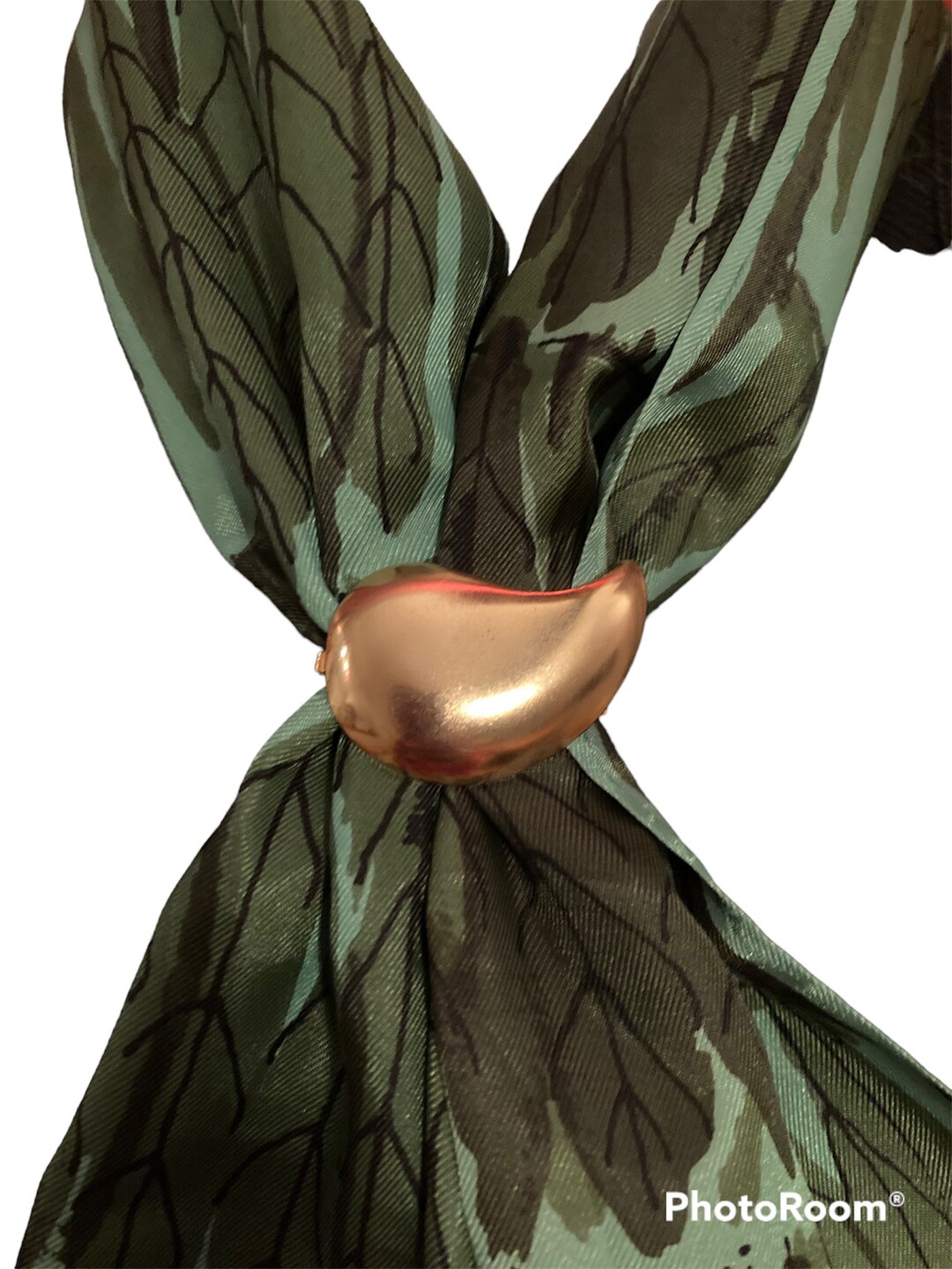 Vintage Modernist Scarf Slide, Golden Leaf Scarf Clip, Vintage Scarf ...