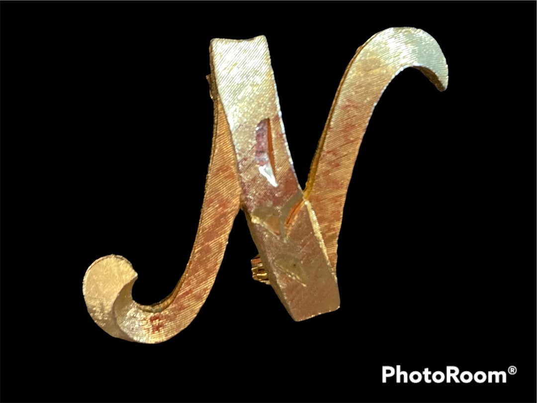 Mamselle Letter N Brooch, Initial Monogram Brooch Pin, 1960s Signed ...