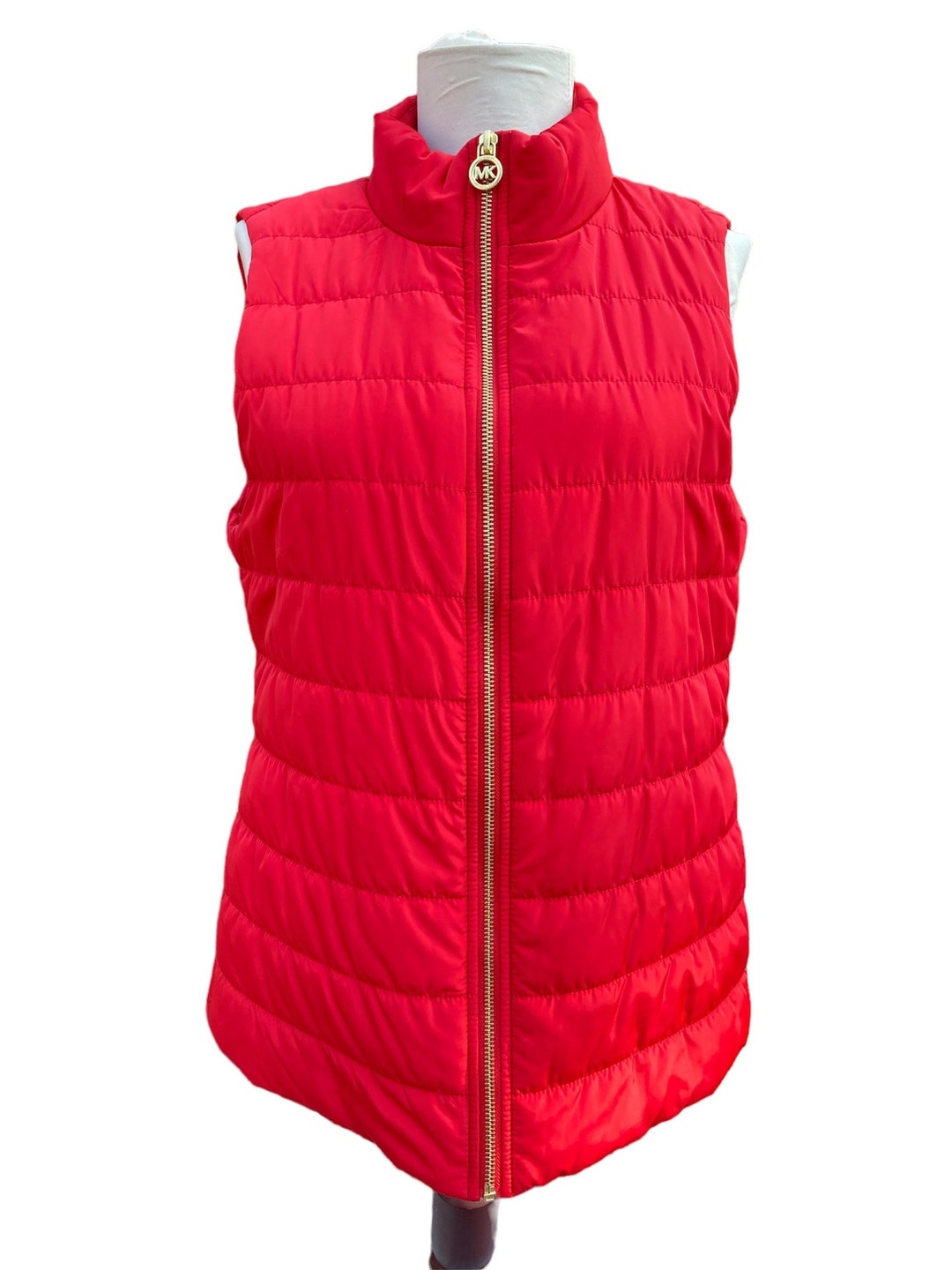 Michael Kors Red Vest, Red Quilted Puffer Jacket, Red Zip up Vest, Size ...